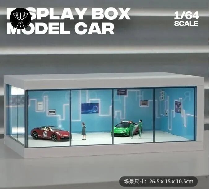 GM Витрина для парковки в масштабе 1/64, 26,5 x 15 x 10,5 см, Синяя, минимализм
