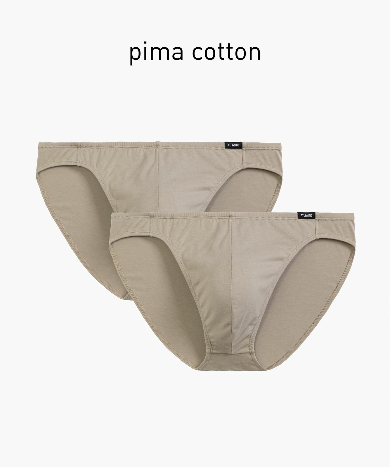 Мужские трусы слипы (2 шт) мини Atlantic Basic 2BMP-014 , пима хлопок, бежевый (M)