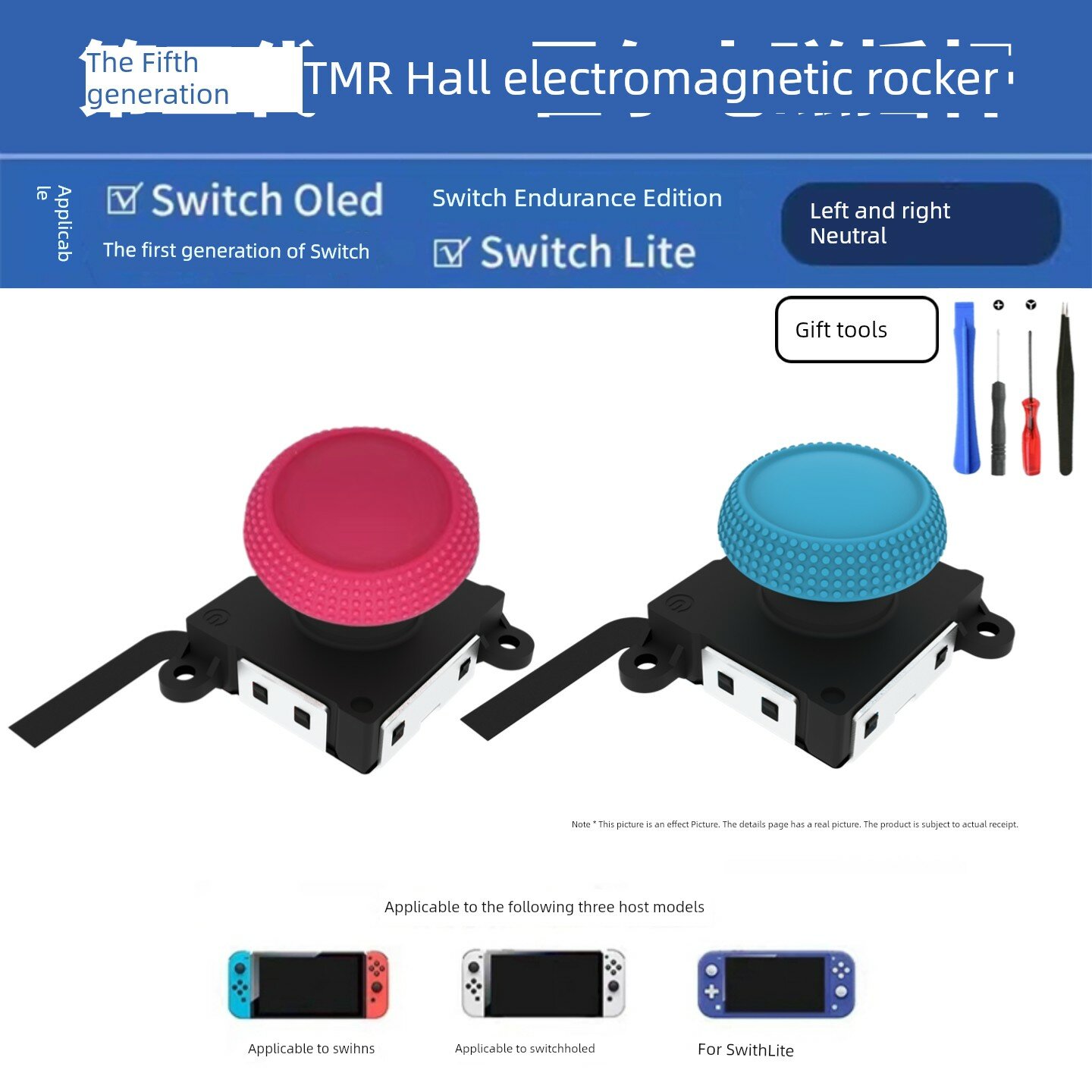 TMR Hall Effect Joystick для Nintendo Switch Joycon - Синий и Розовый, 2 шт. Набор