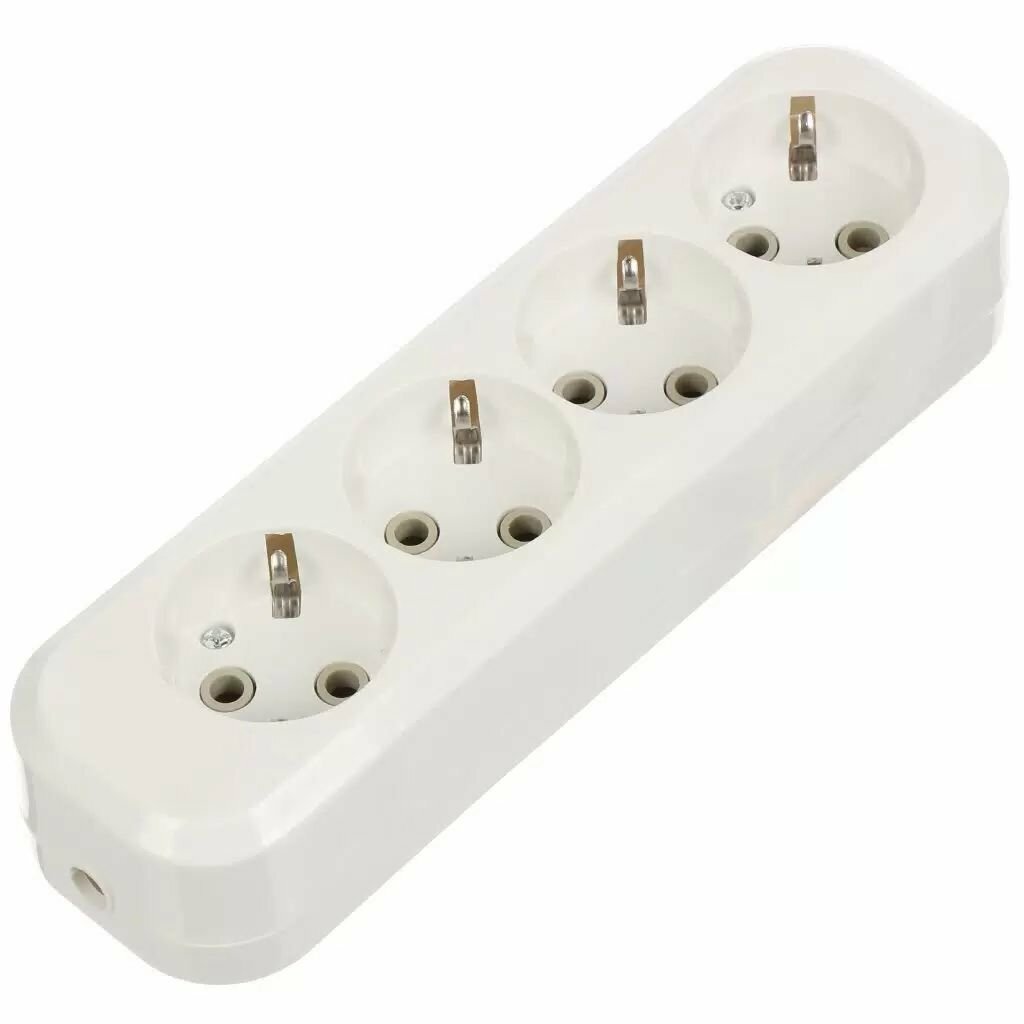 Колодка розеточная General Lighting Systems Easy GSB-16-4-G-IP20 на 4 гнезда с заземлением, 16А, 220В, белая (470056)