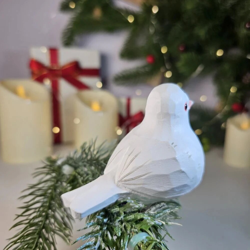 Деревянная фигурка голубя Белый, White