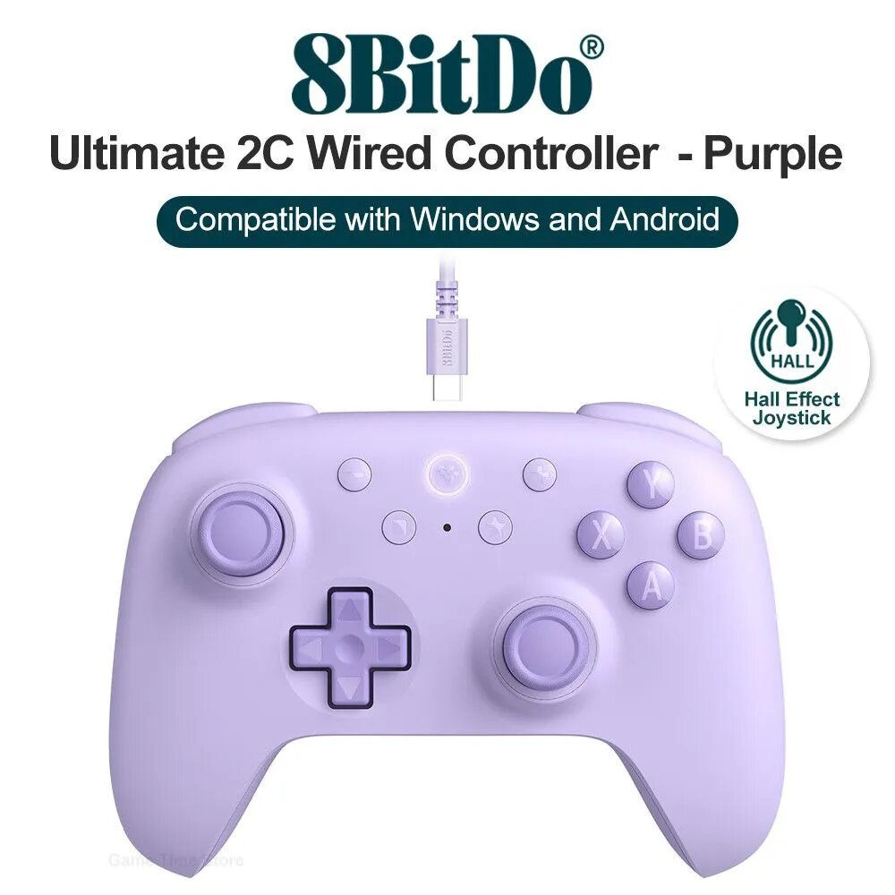 8BitDo Ultimate 2C Проводной Контроллер Для ПК Android С Триггерами И Джойстиками На Эффекте Холла, Частотой Опроса 1000 Гц И Дополнительными Бамперами