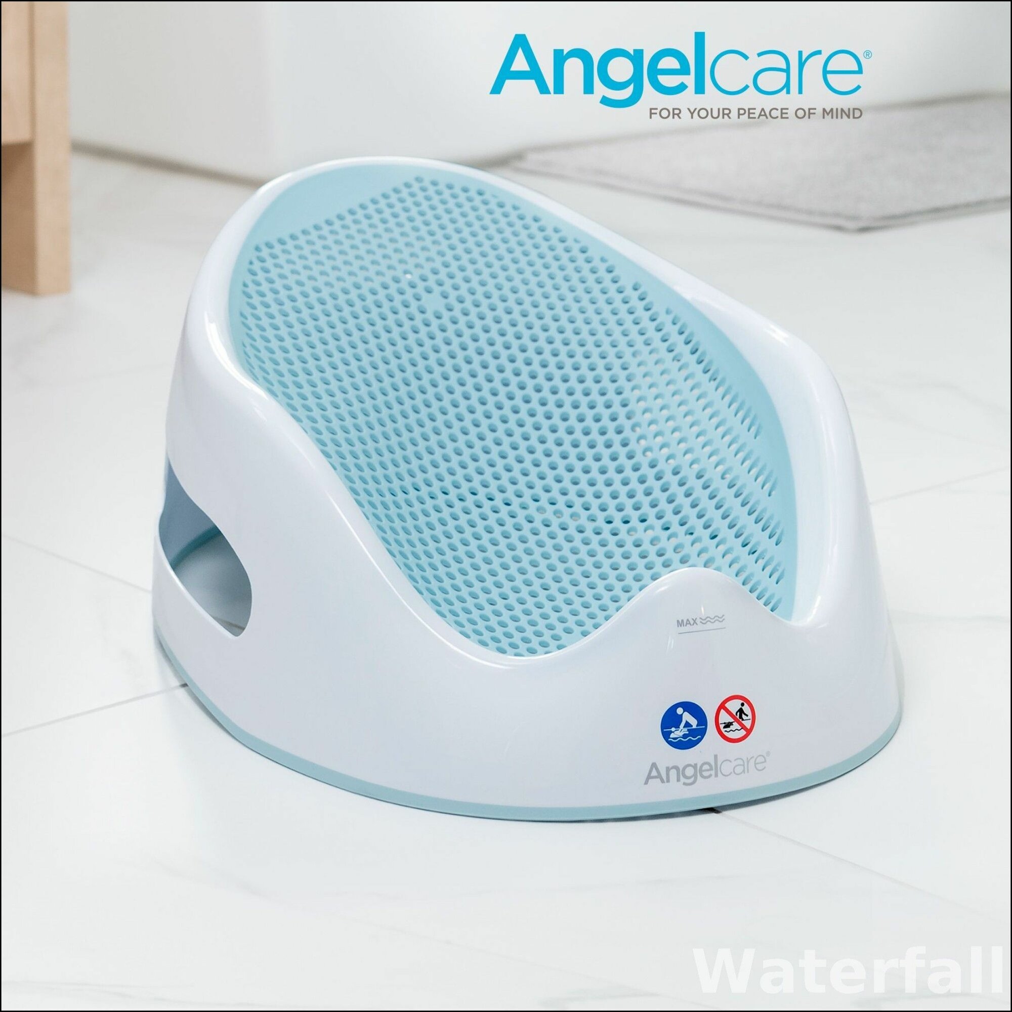 Горка-лежак для купания новорожденных Angelcare светло-голубая — до 6 мес, с индикатором воды и антискольжением