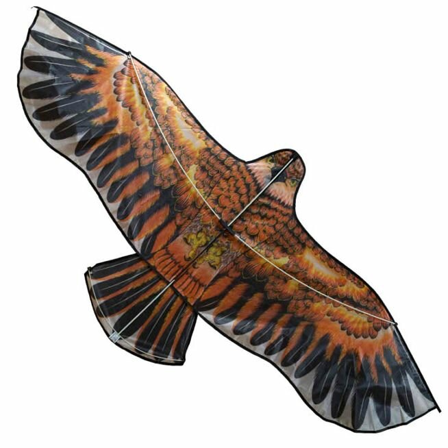 Визуальный, динамический отпугиватель птиц Орёл ЛУК с линем, пугало, воздушный змей, (оранжевый, 148x69 см)