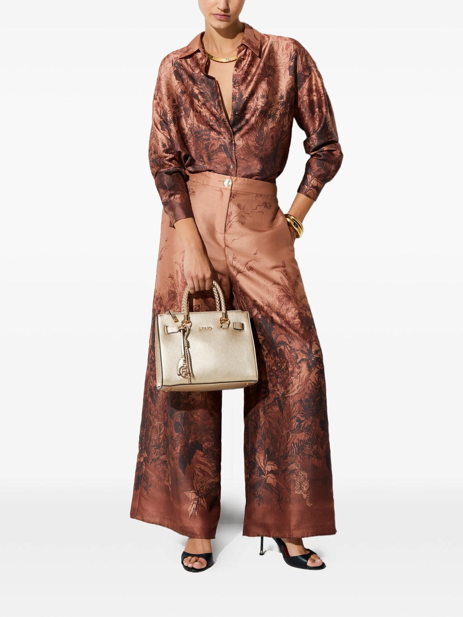 Брюки LIU JO Printed twill palazzo pants, размер 38 — фото 1