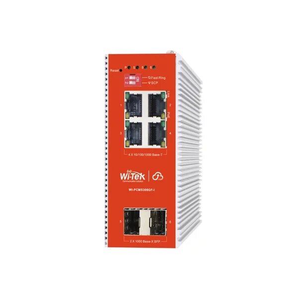 Промышленный управляемый L2 коммутатор Wi-Tek WI-PCMS306GF-I с PoE, порты 4GE PoE, 2SFP, Cloud