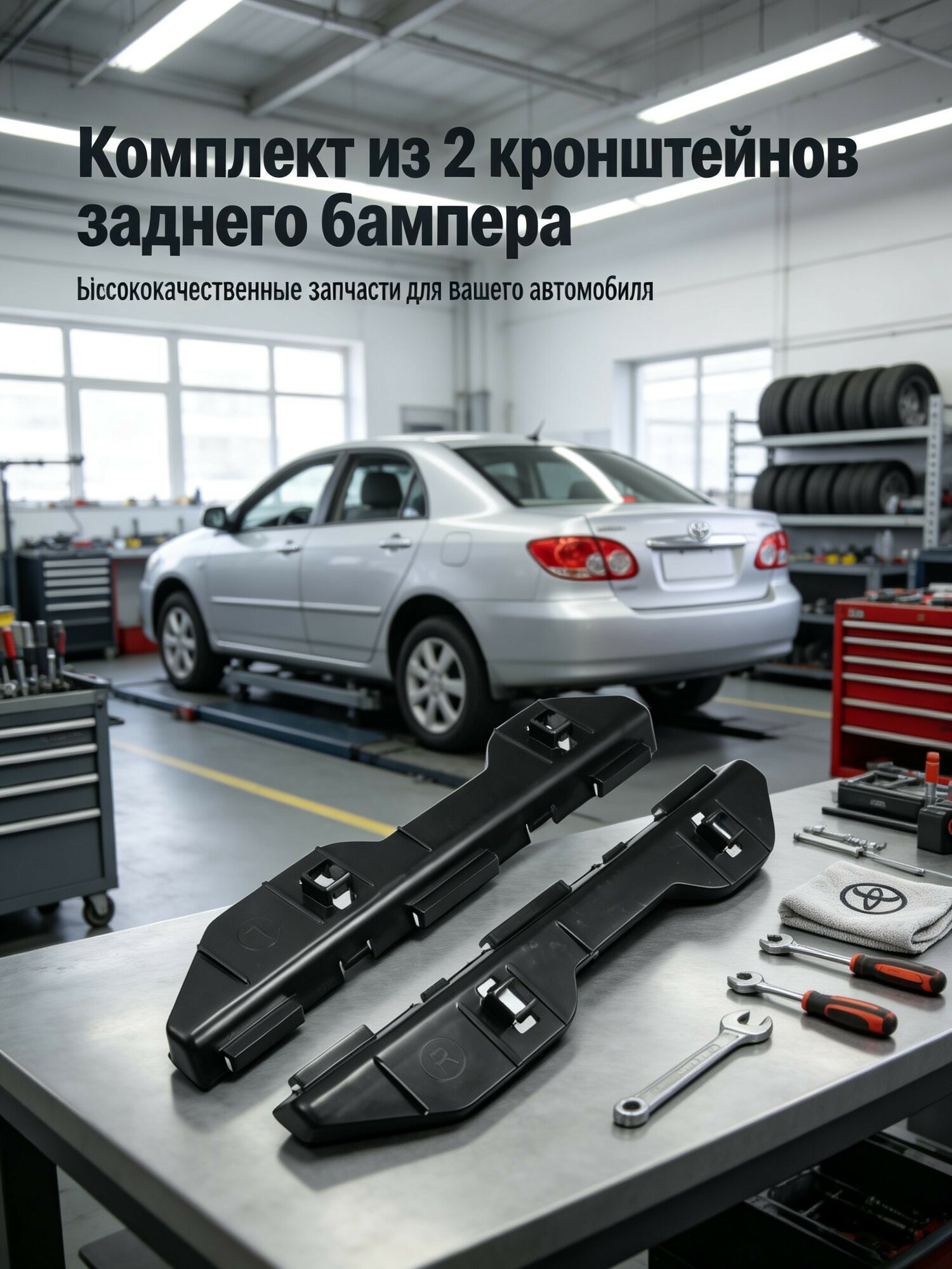 Комплект из 2 кронштейнов заднего бампера для Toyota Corolla 2003-2008, номера деталей 5215502070 и 5215602070