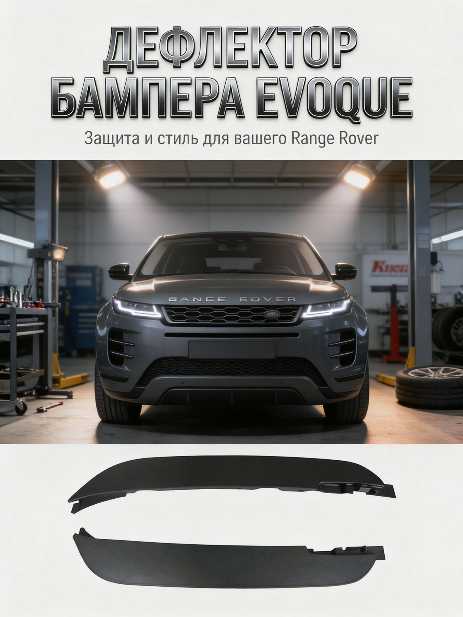 Нижний угловой дефлектор переднего бампера для Range Rover Evoque 2012-2015, черный ABS LR026536 LR026537 пара