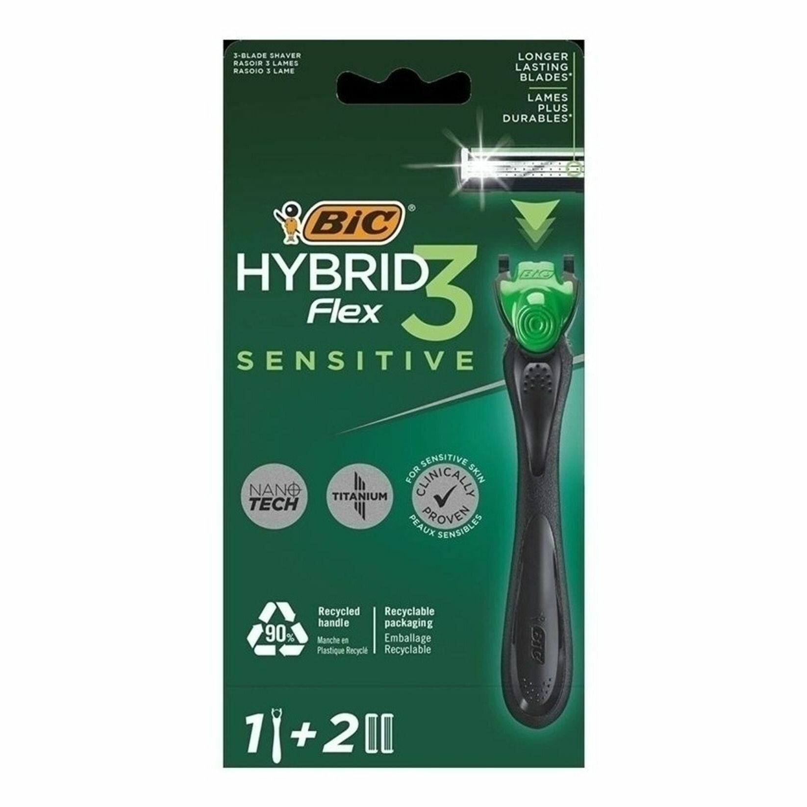 Бритвенный станок Bic Flex 3 Hybrid Сенситив 3 лезвия 2 кас