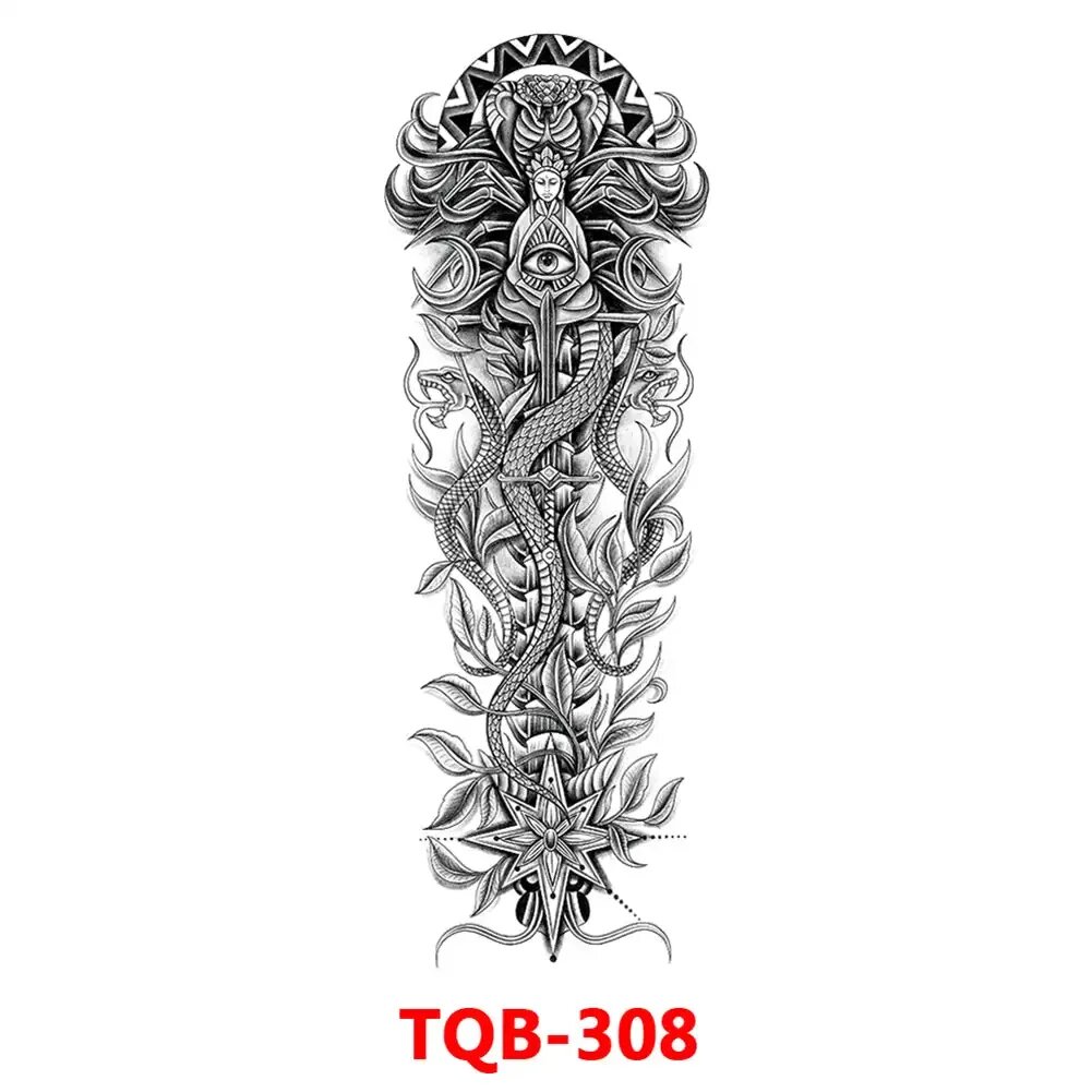 Временная татуировка на руку TQB-308, черная, Маори