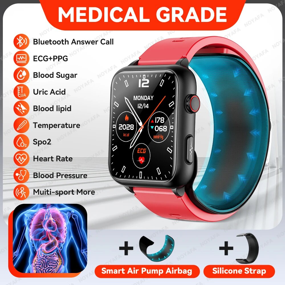 NOYAFA Умные часы Red, медицинский класс, ECG, SpO2