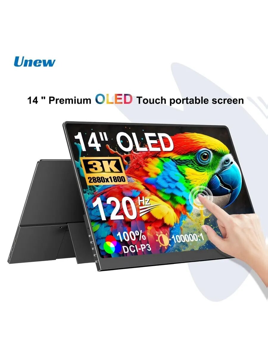 14" Портативный сенсорный монитор UNEW CX140TP-B OLED 3K 2880x1800, 120 Гц