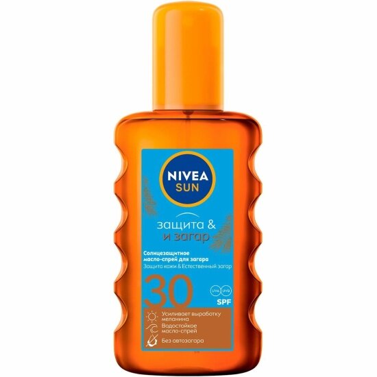 Солнцезащитное масло-спрей для загара Nivea Sun Защита и загар SPF 30, 200 мл