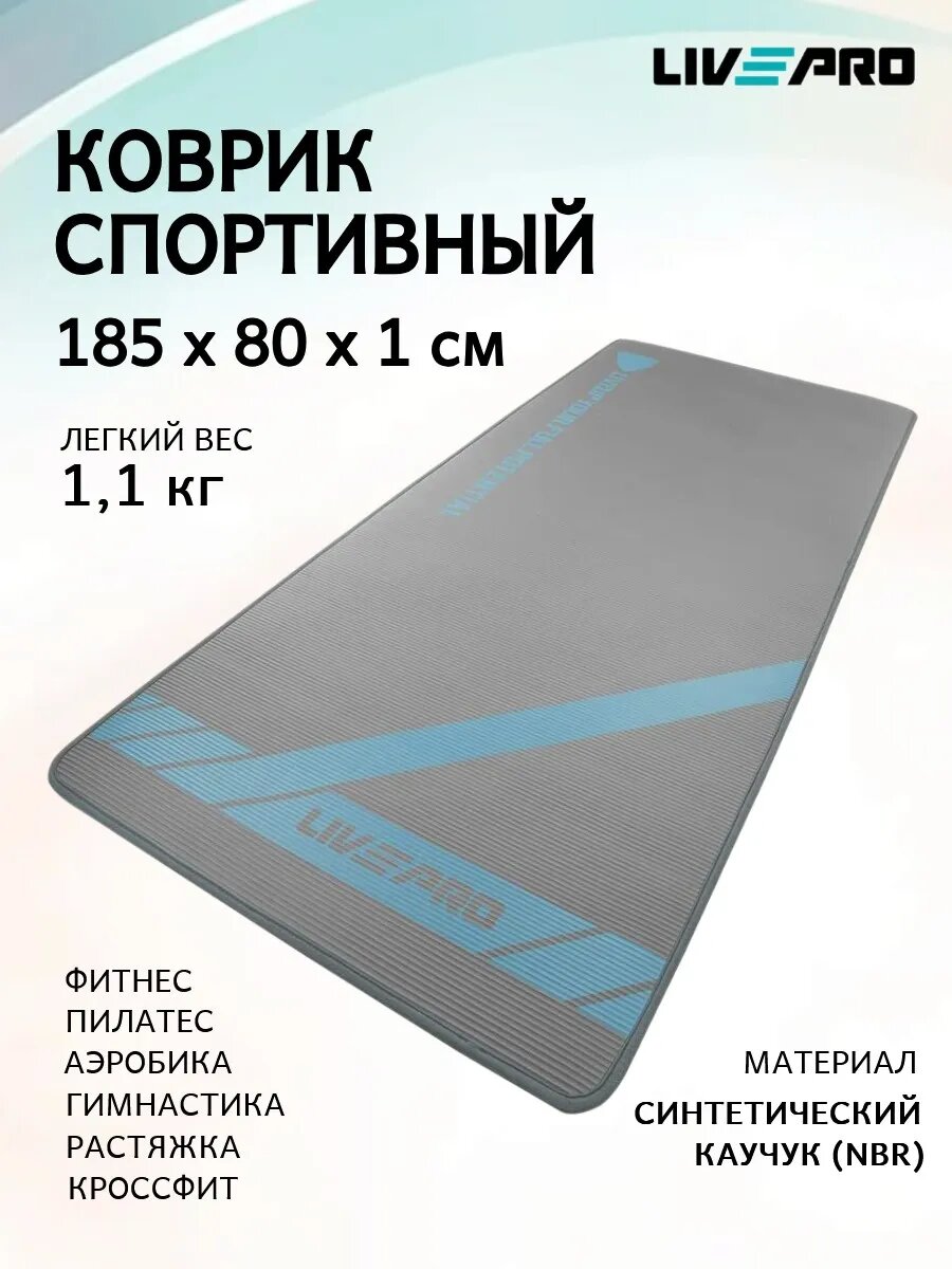 Коврик для фитнеса 185х80 толщина 1 см