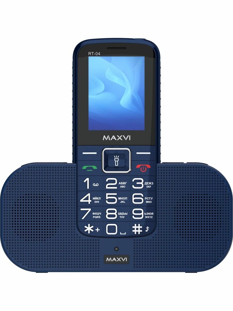 Мобильный телефон Maxvi RT-04 синий, дисплей 2.4" 320x240, 2Sim, BT, FM радио