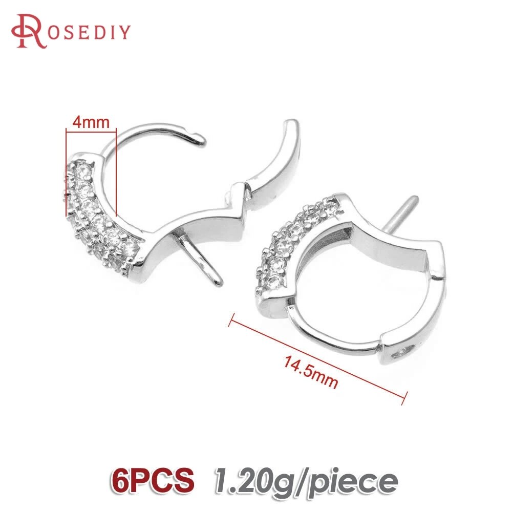 Серьги-кольца Rosediy, серебряного цвета, 6шт