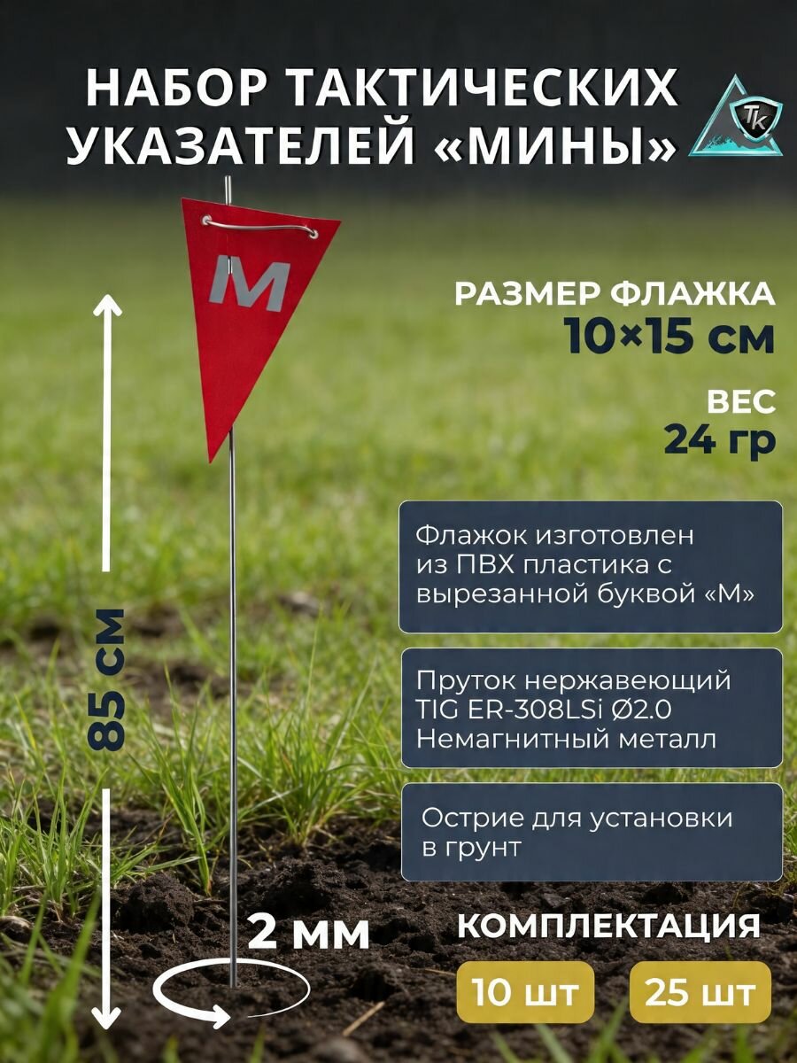 Набор тактических знаков Мины 10 шт флажки сапера для маркировки и страйкбола
