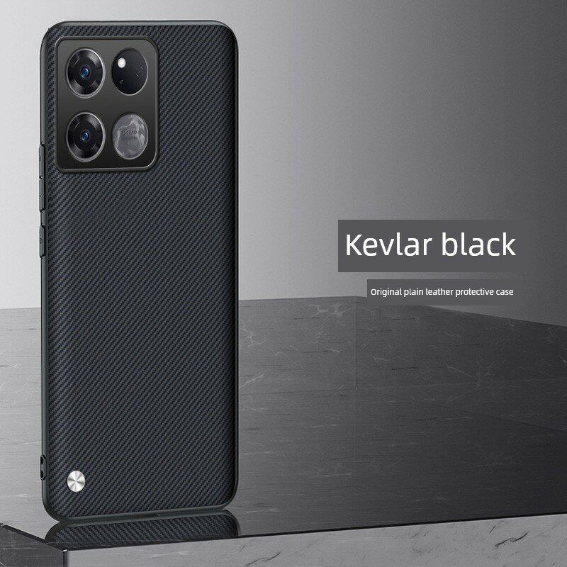 Чехол для телефона OnePlus Ace Speed Edition с закаленным стеклом в кевлар-черном цвете - силиконовый чехол