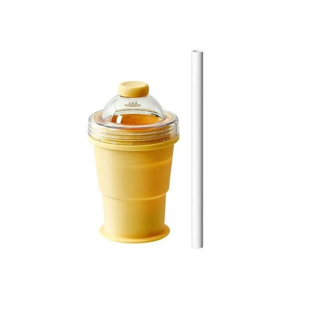 Силиконовая чаша для напитков с трубочкой, Yellow, 400 мл