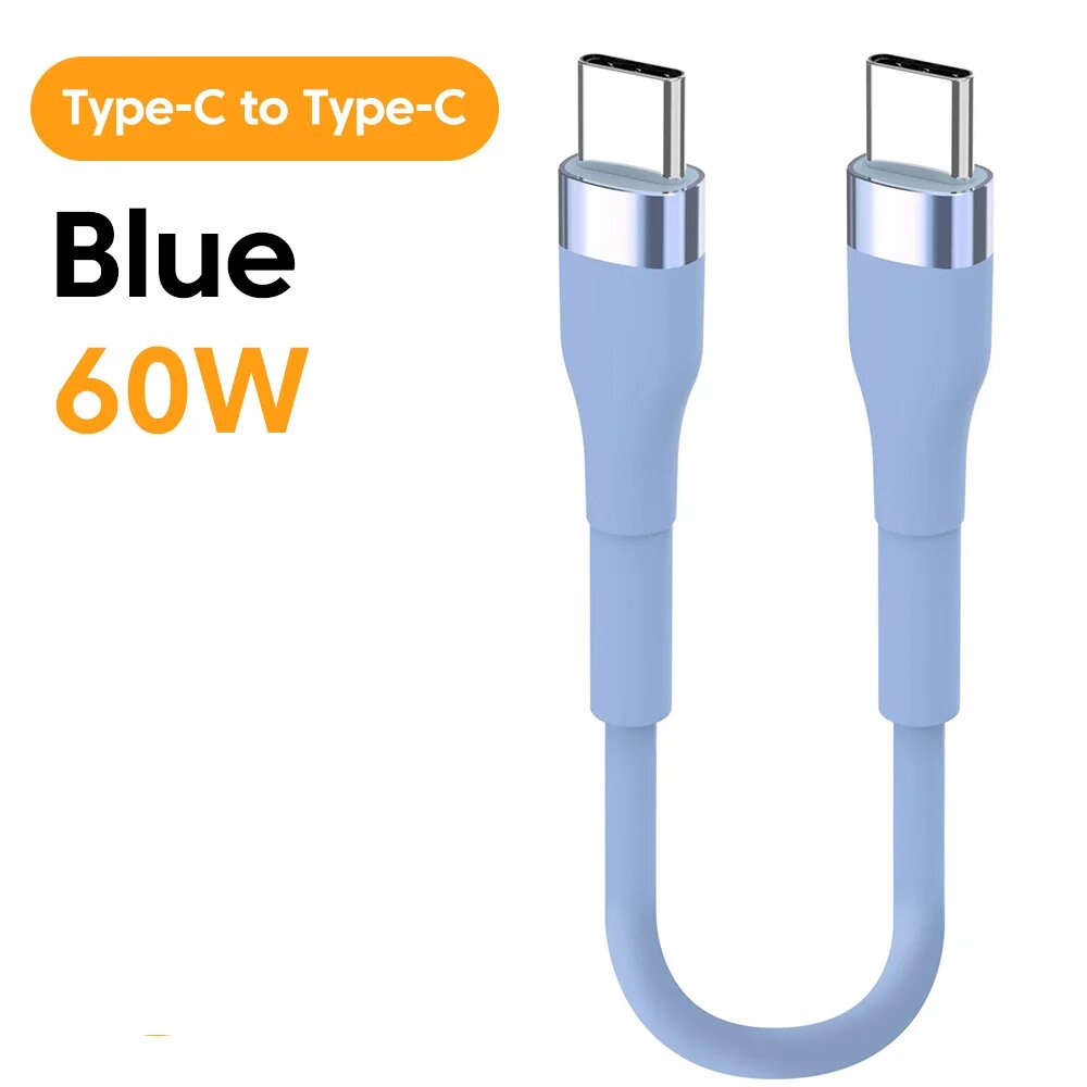 Кабель Type-C to Type-C, синий, 0.5 м, 60W