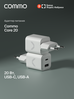 Быстрое зарядное устройство COMMO Core 20 1xUSB-C + 1xUSB-A, 20 Вт, Белый