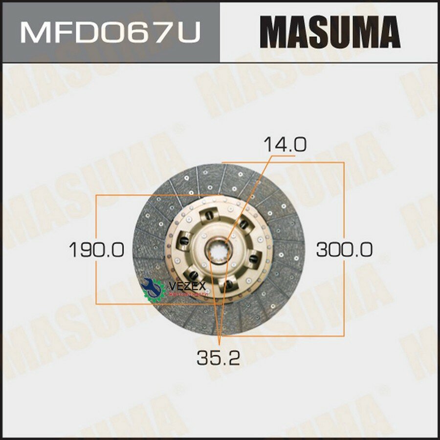 MASUMA MFD067U диск сцепления! d300 300x190x14x35.2 \Hyundai County/HD-65/78