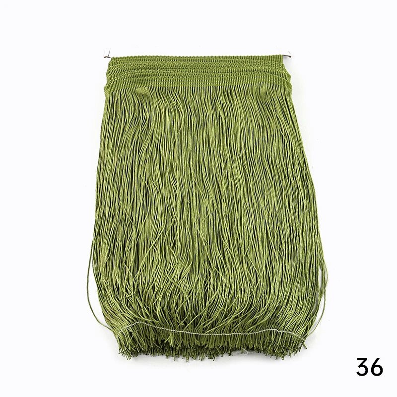 Зеленая тесьма с бахромой, 20см, 5Yards, No.36