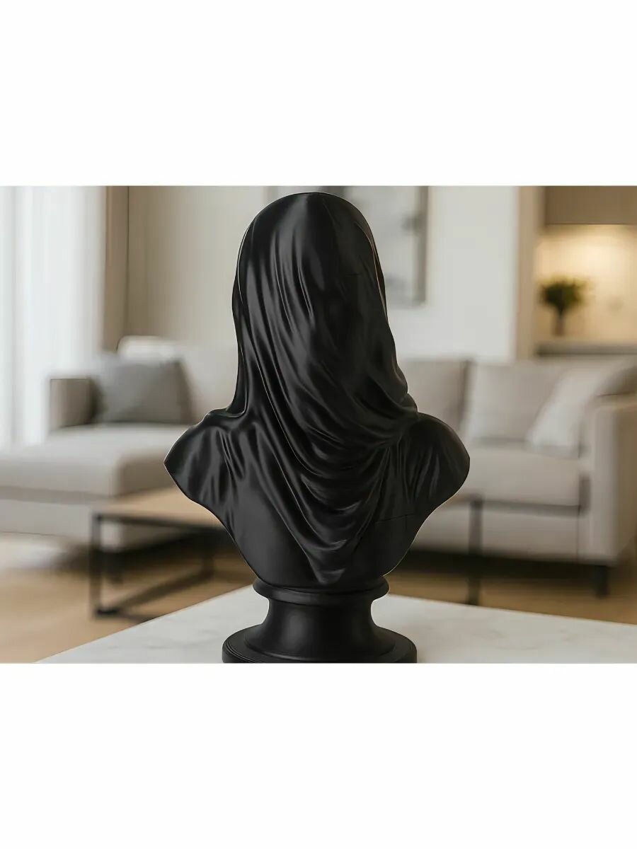 Чёрный бюст под вуалью 3D печать из пластика