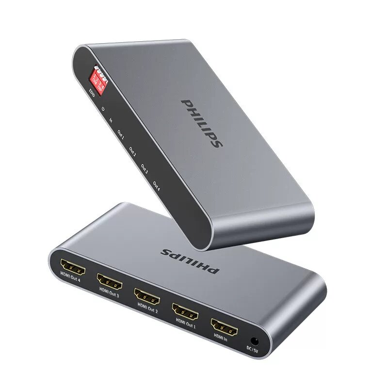 Philips HDMI распределитель 1x4 поддержка 4K Ultra HD алюминиевый сплав одинаковое отображение экрана для мониторов и