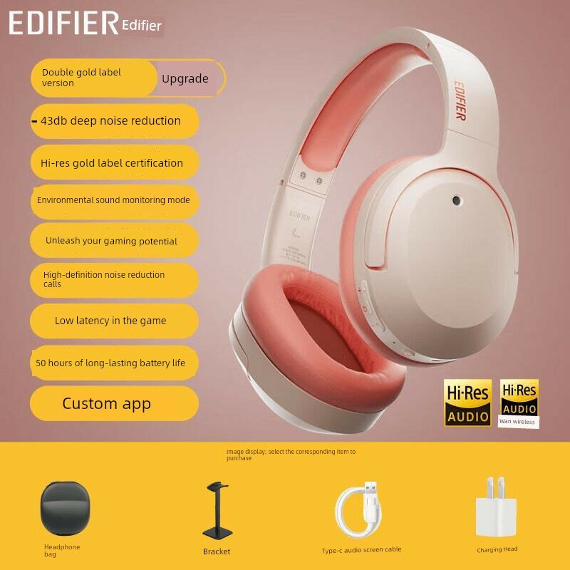 Edifier W820NB Беспроводные наушники с активным шумоподавлением для спорта, игр и музыки — стандартный комплект, цвет