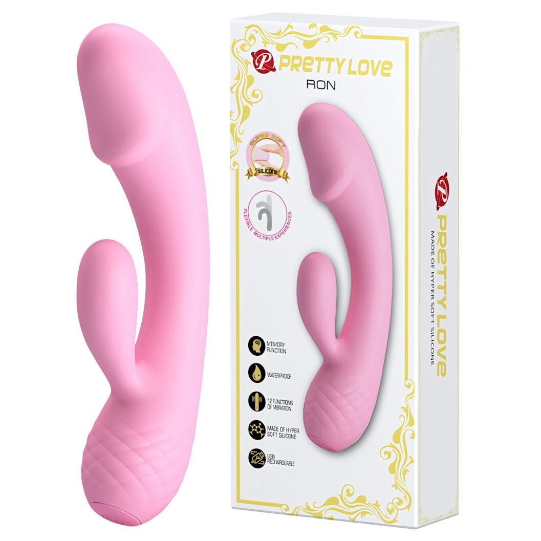 Вибратор Pretty Love с двойной стимуляцией, силикон, розовый, водонепроницаемый