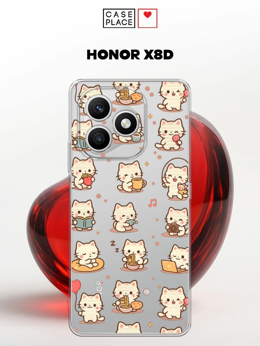 Чехол на Honor X8d / Хонор X8d с принтом Котики в стиле кавай