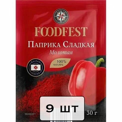 Паприка FOODFEST красная сладкая молотая 30г / 9 упаковок