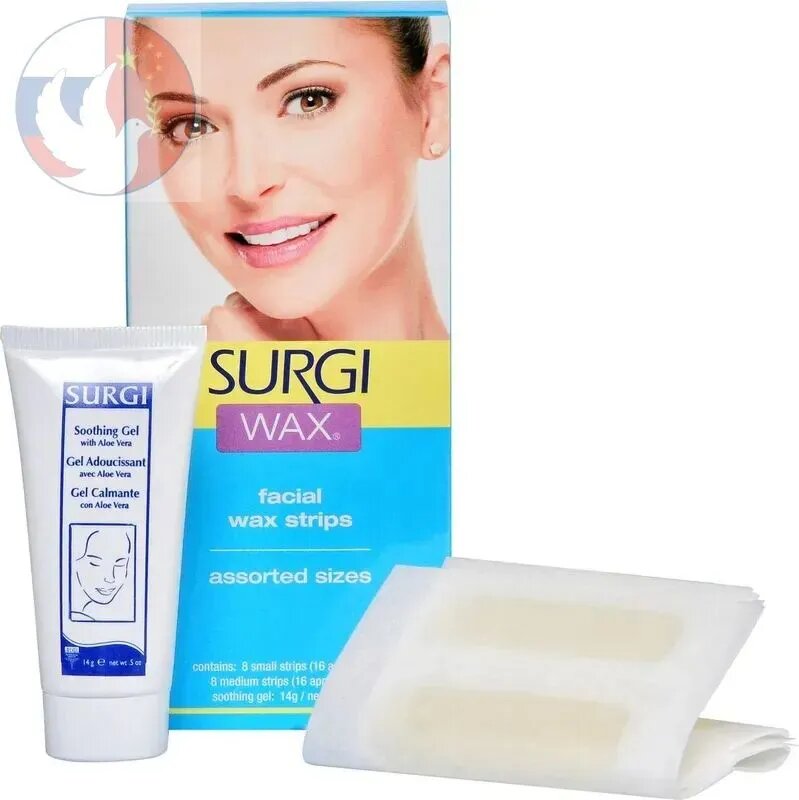 Surgi Wax Facial Wax Strips - Средство для депиляции лица с успокаивающим гелем и алоэ вера