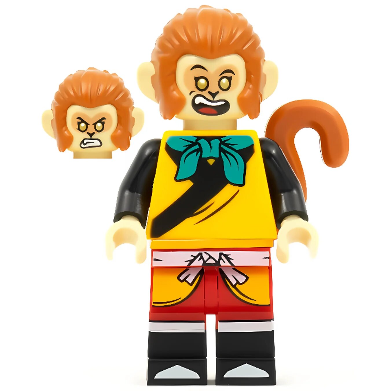 Минифигурка Lego Monkie Kid Monkey King - Bright Light Orange Robe, Dark Turquoise Bandana, Open Eyes mk033 U