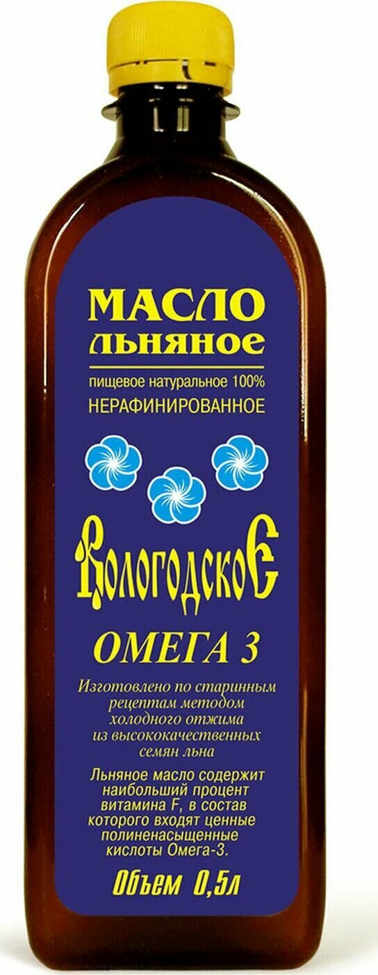 Масло льняное Вологодское холодный отжим Компас Здоровья, 500 мл