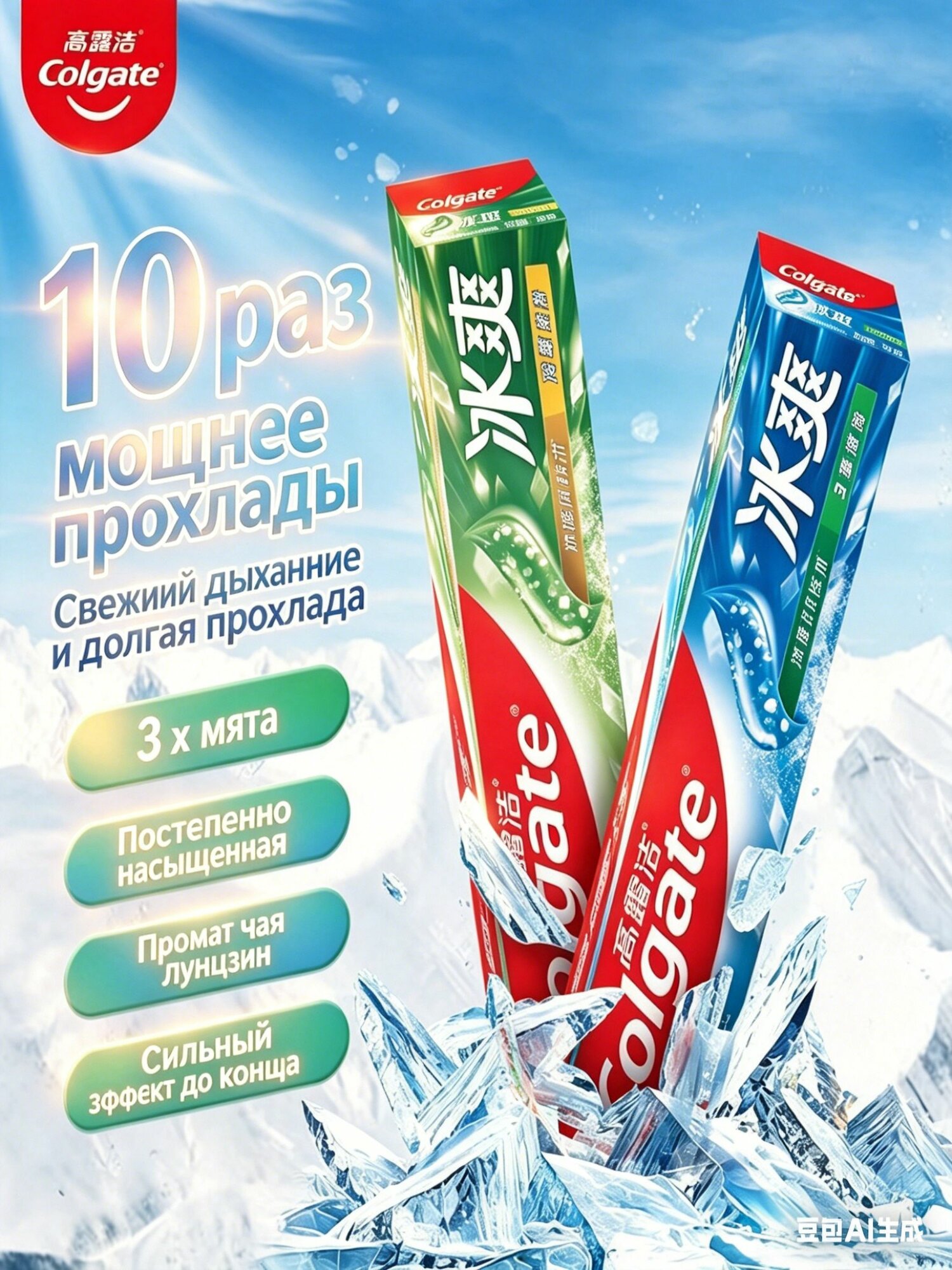 Набор зубных паст 2 x 120 г + подарок 40 г, мята и чай Лунцзин