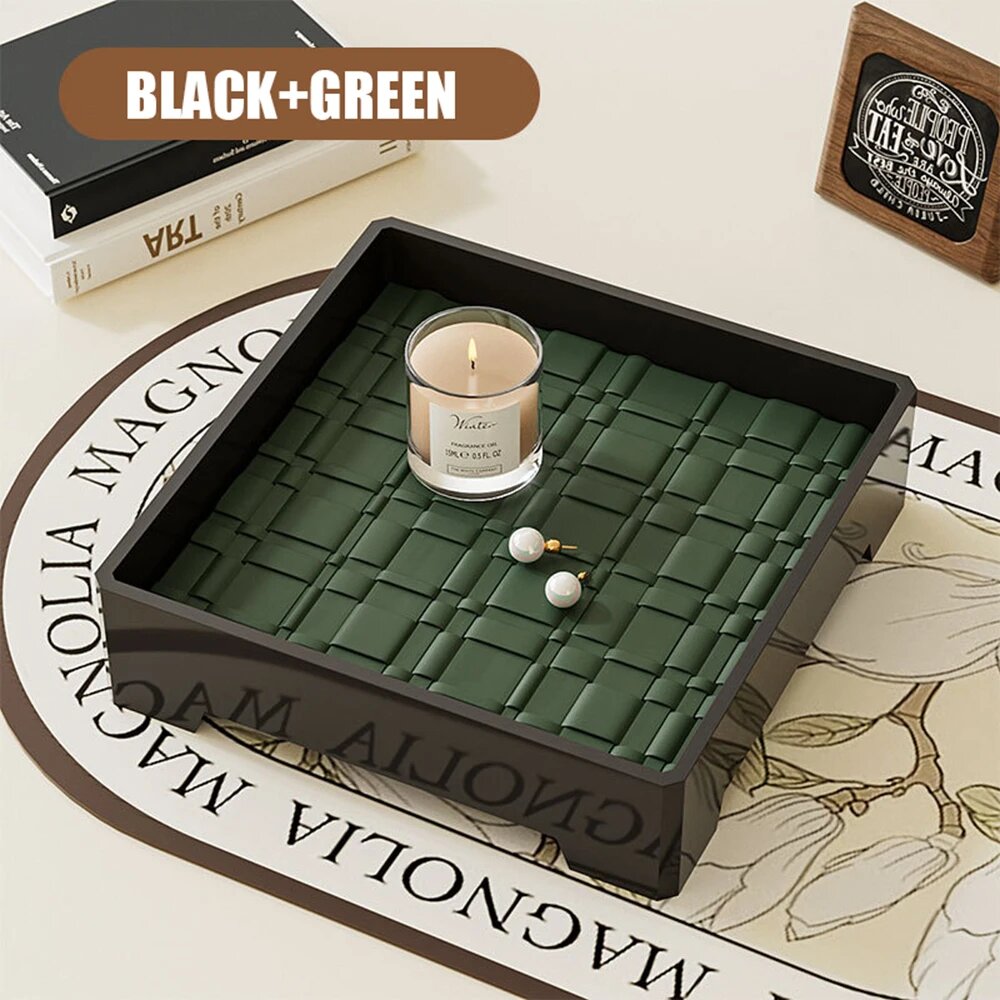 Кожаный лоток для хранения Black Green