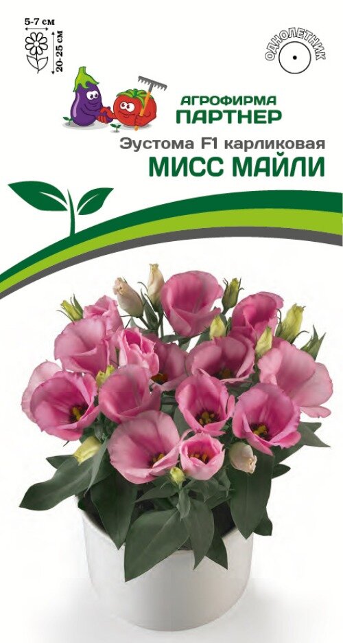 Семена эустомы партнер Мисс Майли, карликовая, ширококолокольчатая, 5 шт