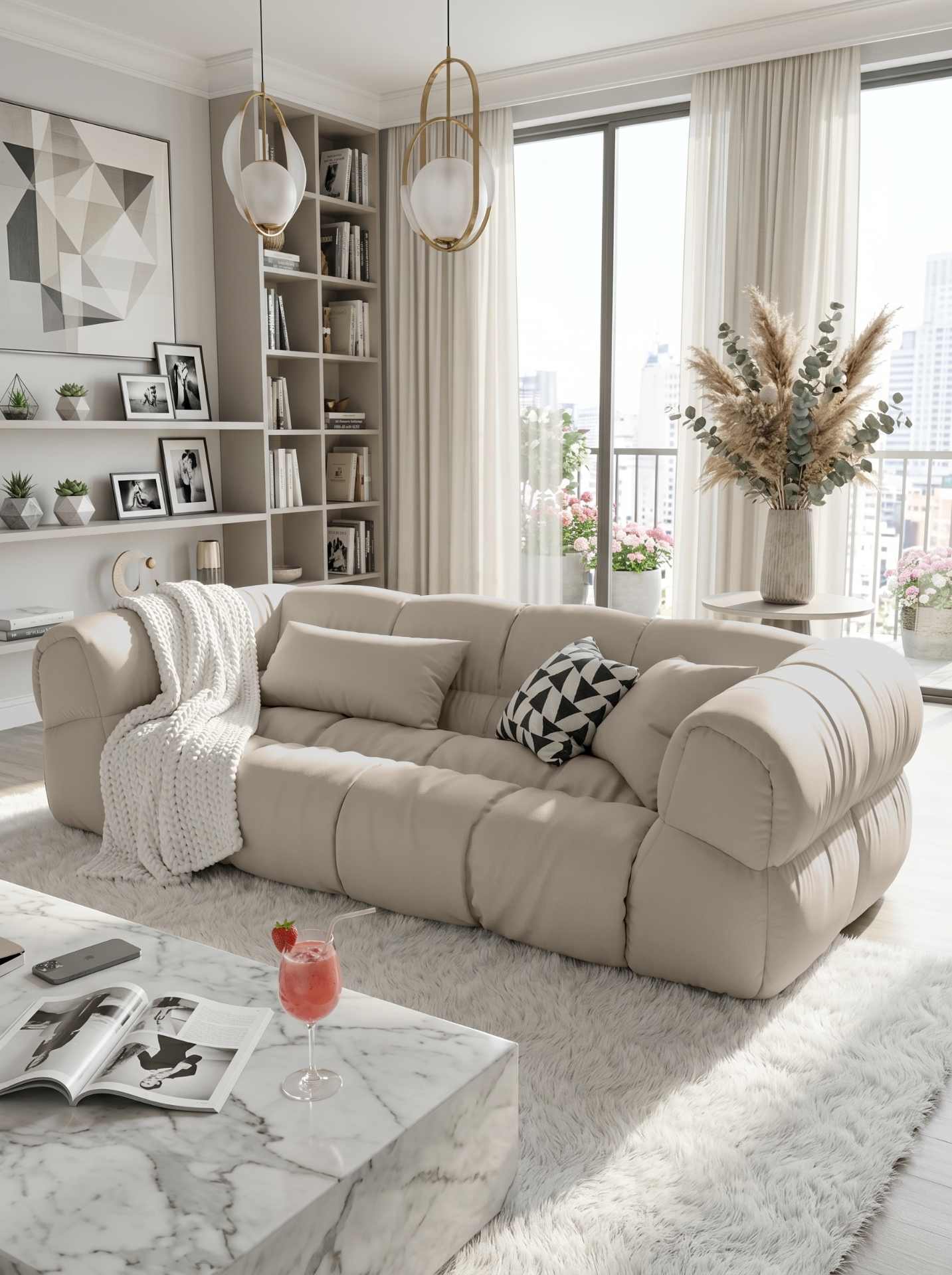 Диван Шелби Velutto 16 NEW 239x105x72 см, бежевый Велютто, нераскладной GOODFORM
