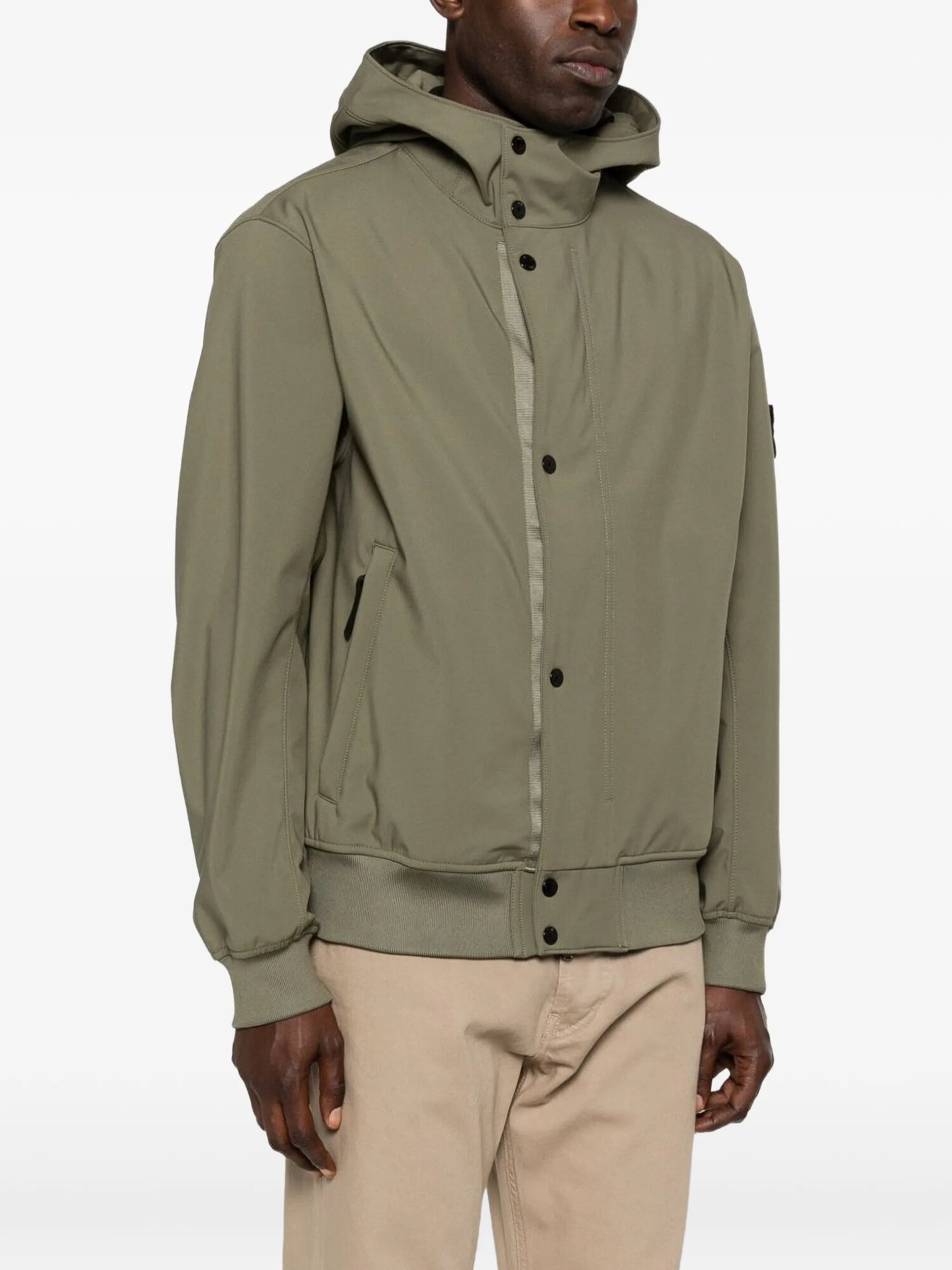 Куртка Stone Island Logo-patch hooded jacket, размер M, зеленый, — фото 1
