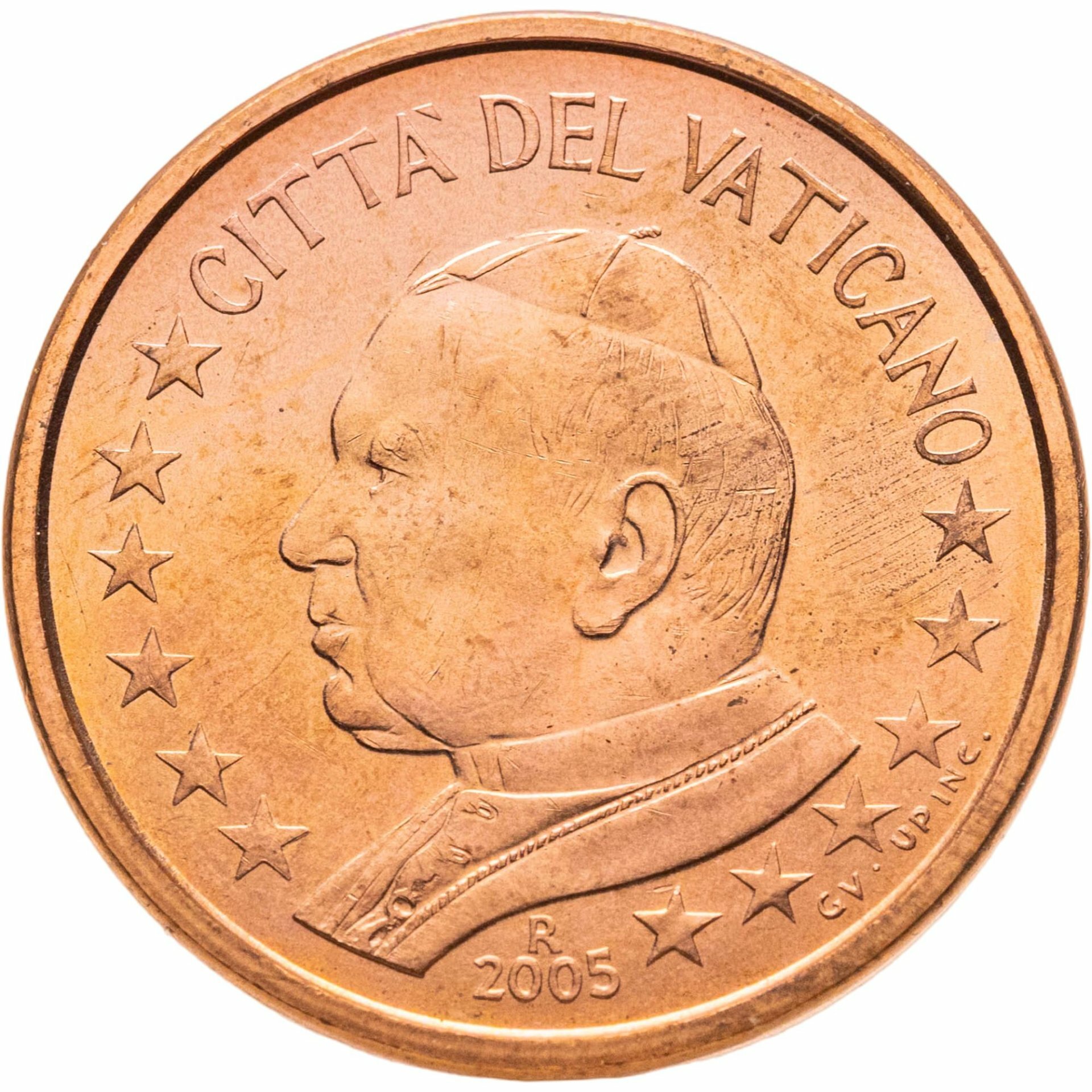 Ватикан 5 центов cents 2005 "Портрет Папы Иоана Павла II", Сталь, в сохранности UNC