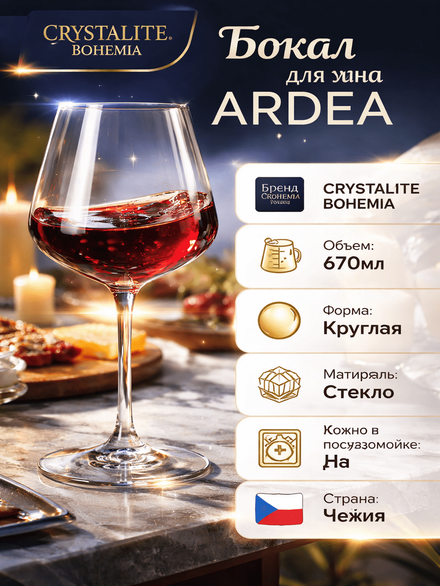 Бокал для вина Crystalite Bohemia Ardea, 670мл
