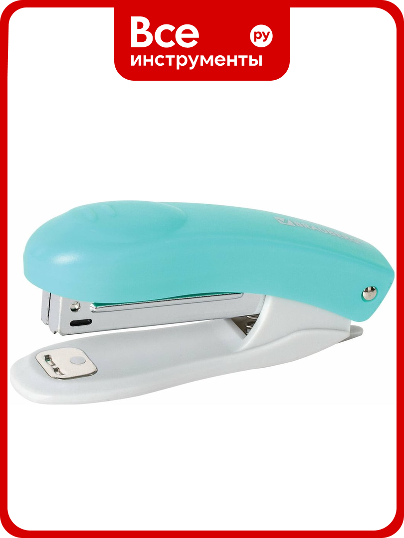 Степлер №10 BRAUBERG Original, до 12л, с антистеплером, бирюза, 227765