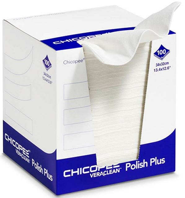 Салфетки для чистки оптики и фотобарабанов Veraclean Polish Plus белые (Katun/Chicopee) диспенсер/100шт