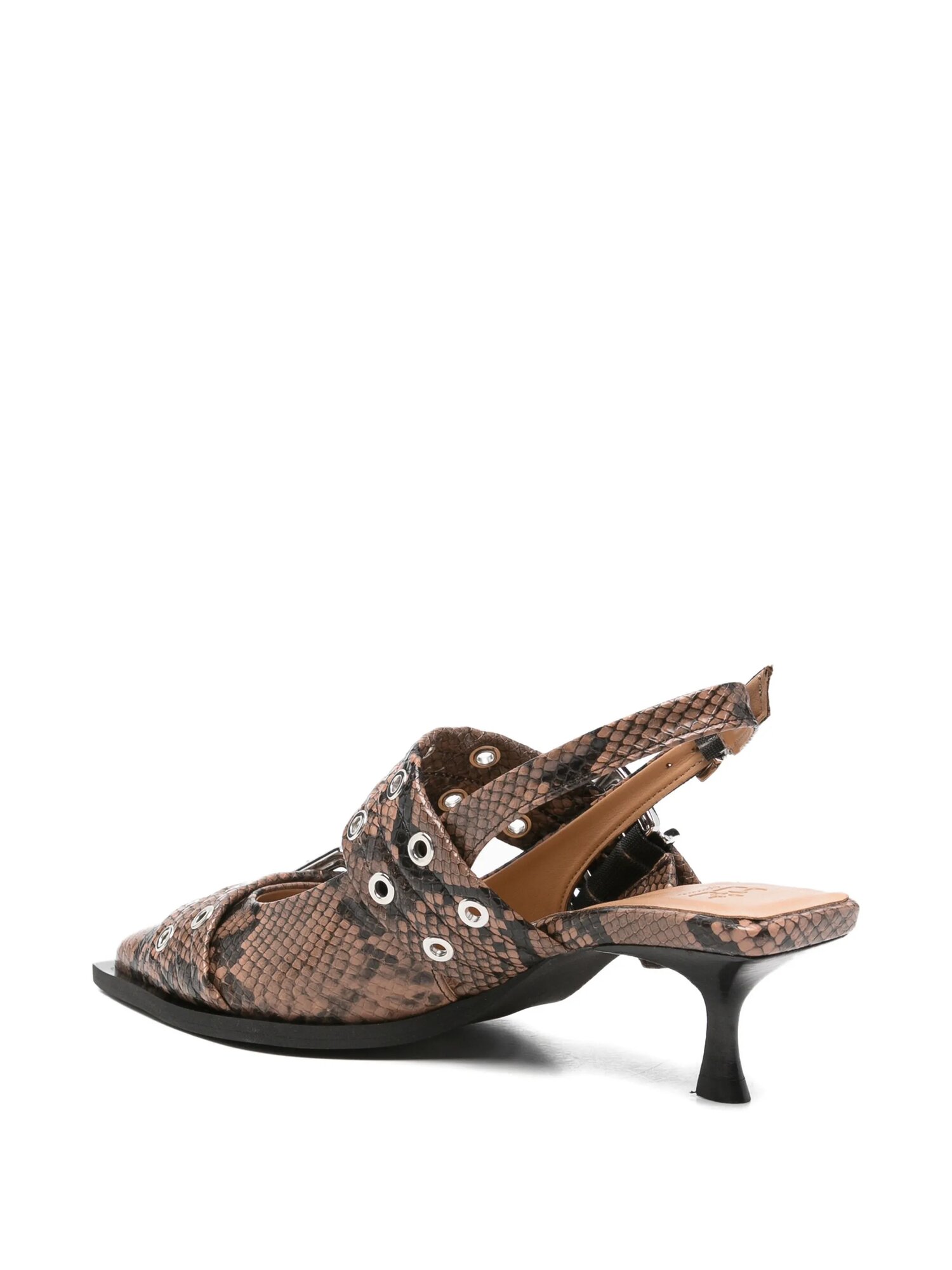 Мюли GANNI Snake-effect mules, размер 40, brown — фото 1