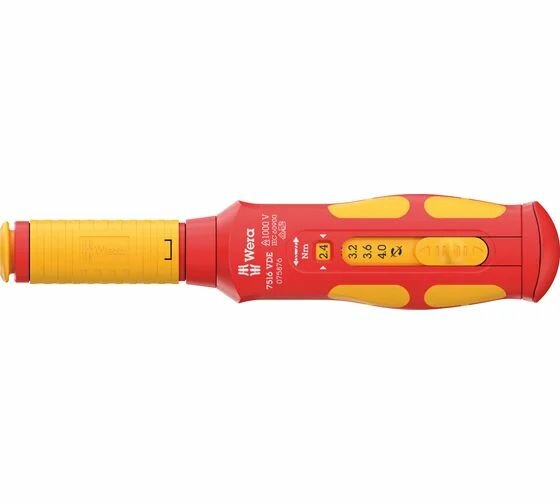 Отвертка динамометрическая Wera Safe-Torque VDE Kraftform 2.4 / 2.8 / 3.2 / 3.6 / 4.0 Нм для насадок с шестигранным 9 мм хвостовиком, WE-075876