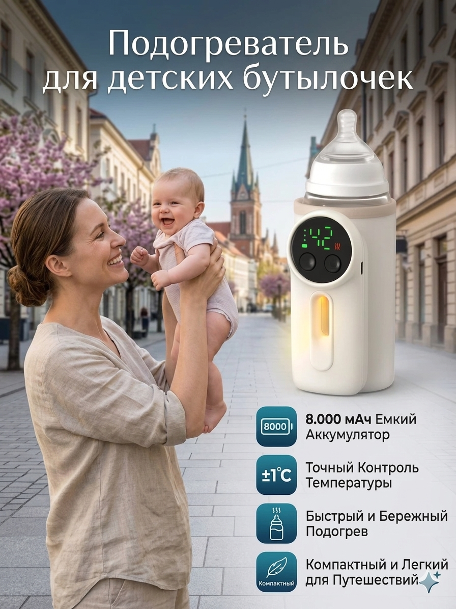 Портативный подогреватель для детских бутылочек, электрический