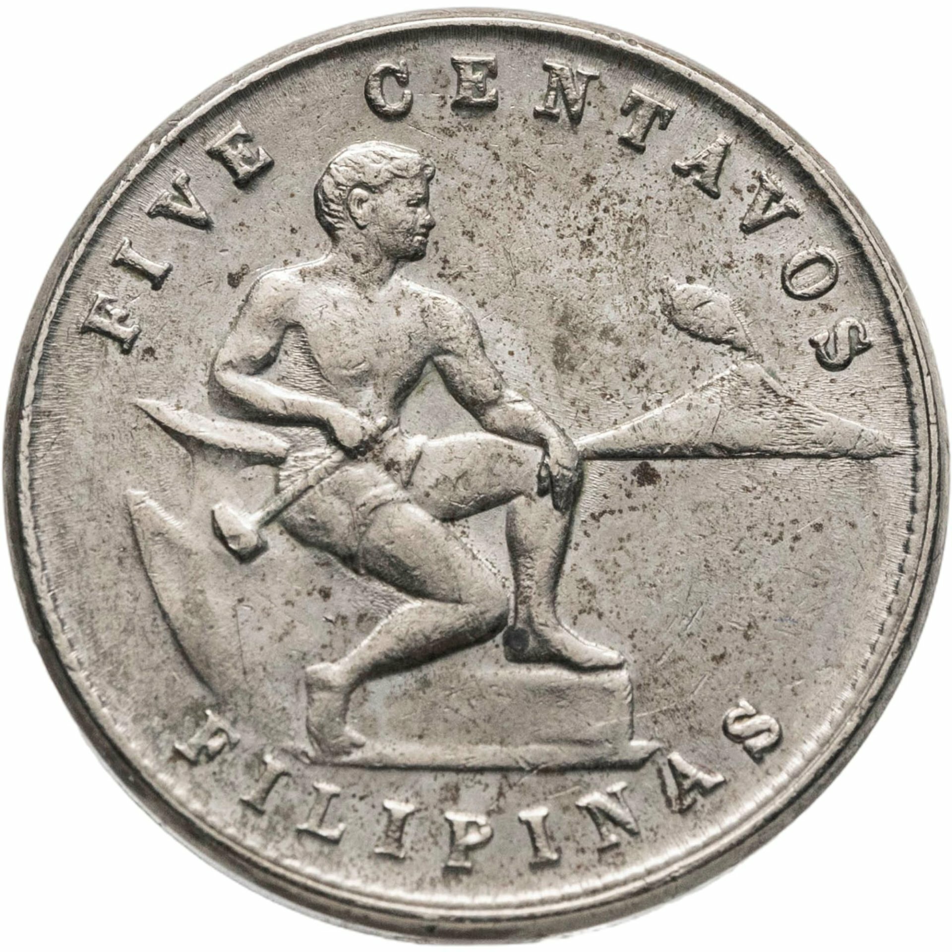 Филиппины 5 сентаво centavos 1944 S знак монетного двора: "S" - Сан-Франциско, Мельхиор медь-никель, в сохранности AU