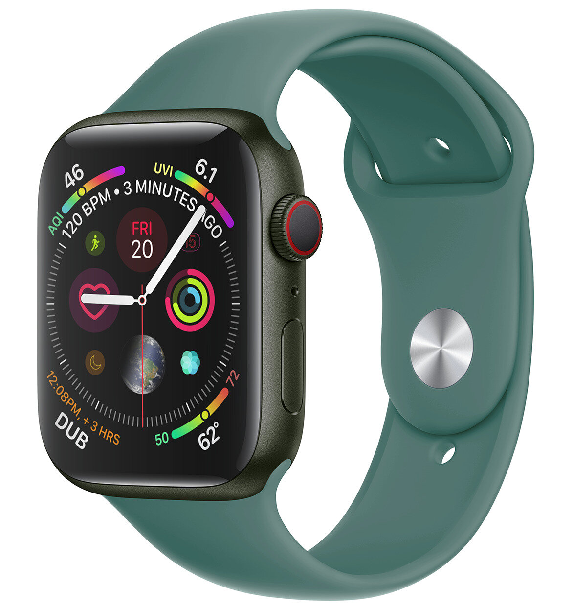Ремешок для Apple Watch 38/40/41/42 mm размер M/L, силиконовый, цвет Серо-зеленый (темно-зеленый), браслет на смарт-часы Эпл Вотч для iWatch Series 11 10 9 8 7 6 5 4 3 2 1 SE 3 SE 2 SE совместимый
